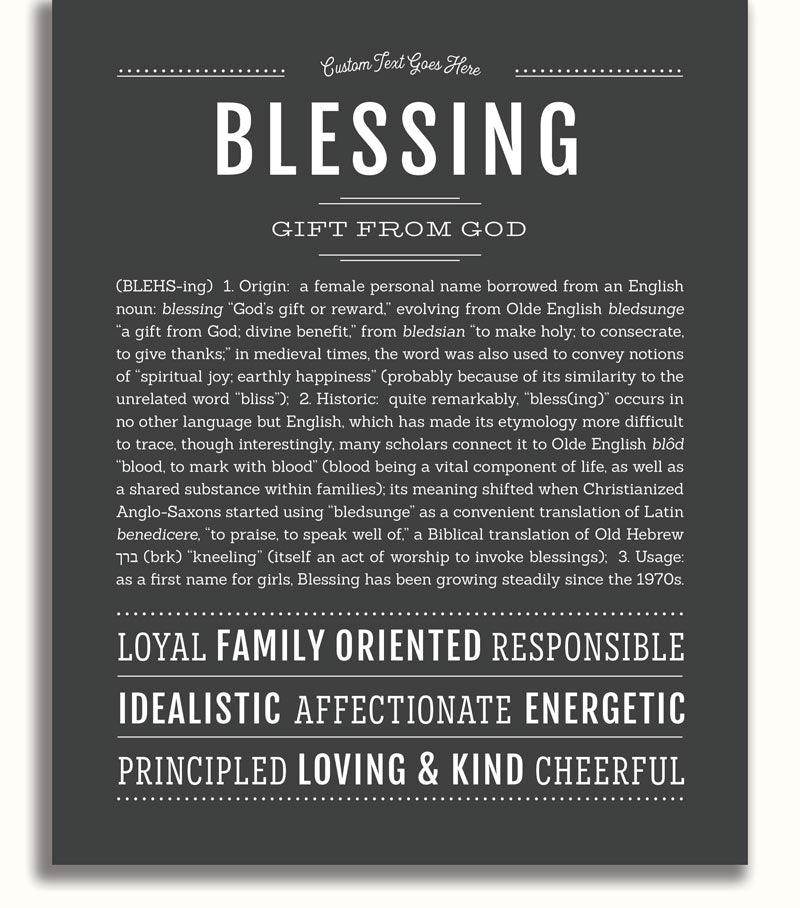 Blessing Personalized Name Meaning Art Prints – Name Stories