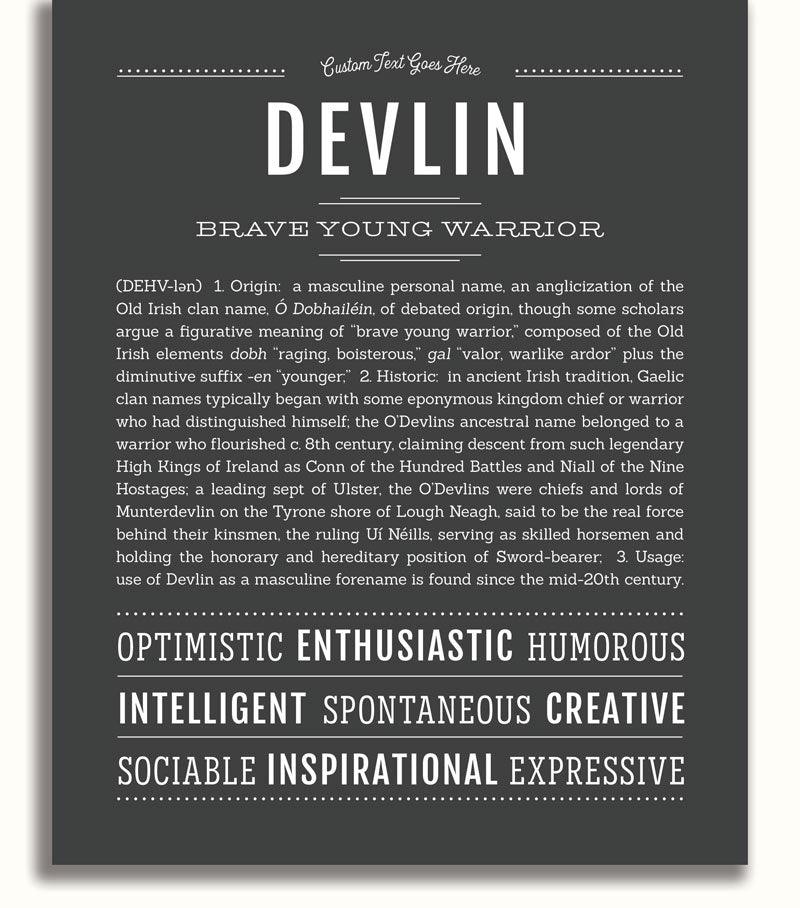 Devlin Personalized Name Meaning Art Prints – Name Stories