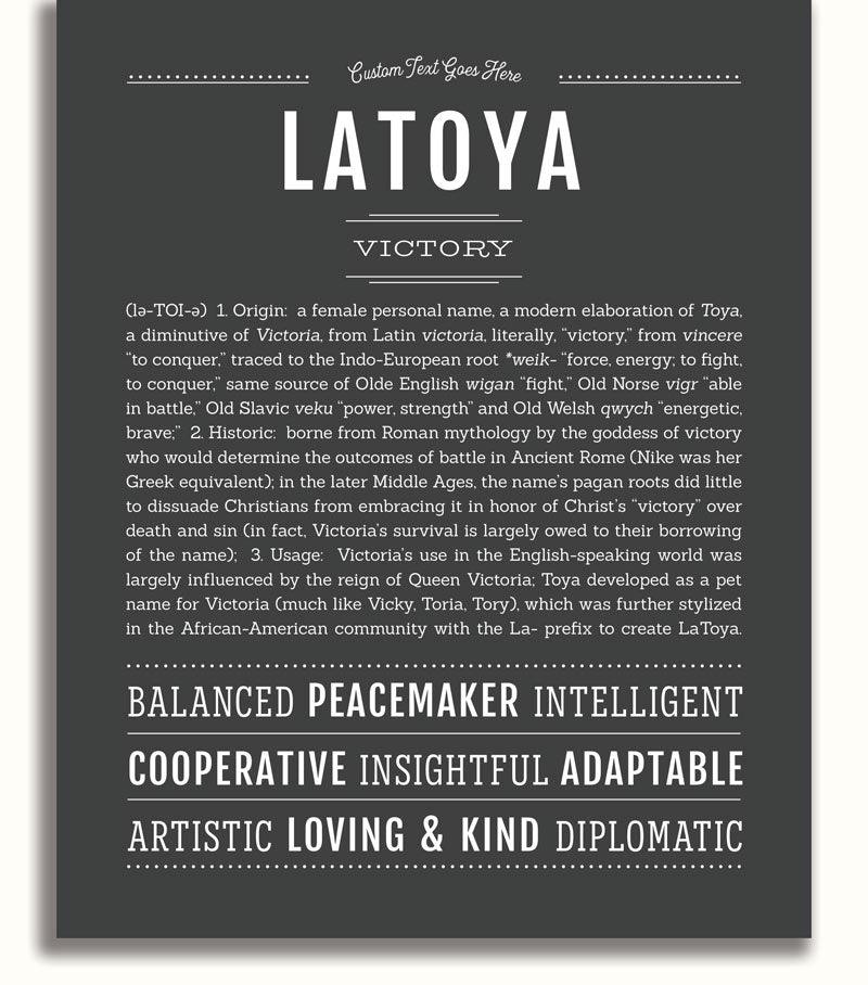 Latoya Personalized Name Meaning Art Prints – Name Stories