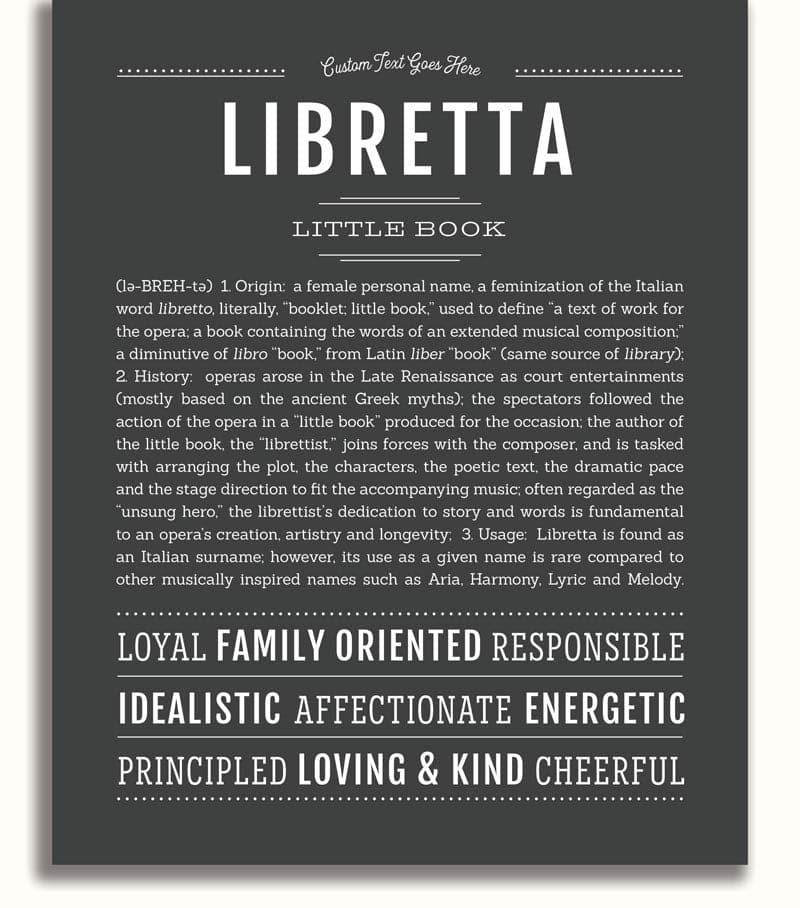 Libretta Personalized Name Meaning Art Prints – Name Stories