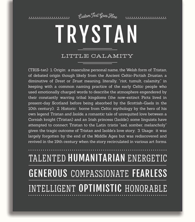 Trystan Personalized Name Meaning Art Prints – Name Stories
