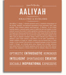Aaliyah Personalized Name Meaning Art Prints – Name Stories