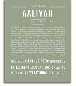 Aaliyah | Name Art Print – Name Stories