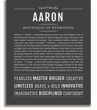 Aaron Personalized Name Meaning Art Prints – Name Stories
