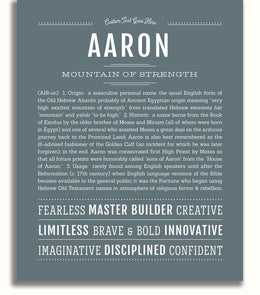 Aaron Personalized Name Meaning Art Prints – Name Stories