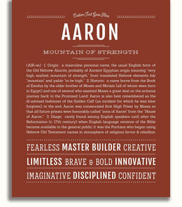 Aaron Personalized Name Meaning Art Prints – Name Stories