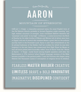 Aaron Personalized Name Meaning Art Prints – Name Stories