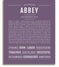 Abbey Personalized Name Meaning Art Prints – Name Stories