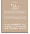 Abbie Personalized Name Meaning Art Prints – Name Stories