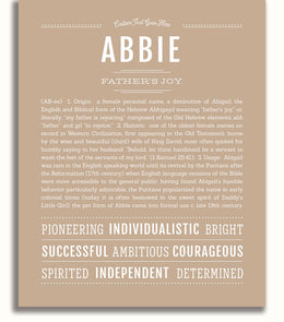 Abbie Personalized Name Meaning Art Prints – Name Stories