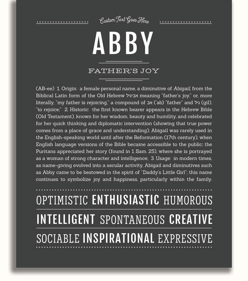 Abby Personalized Name Meaning Art Prints – Name Stories