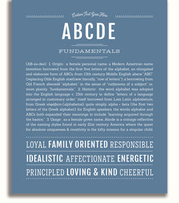 Abcde Personalized Name Meaning Art Prints – Name Stories