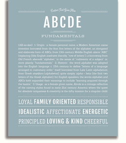 Abcde Personalized Name Meaning Art Prints – Name Stories