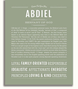 Abdiel Personalized Name Meaning Art Prints – Name Stories