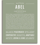 Abel Personalized Name Meaning Art Prints – Name Stories