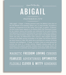 Abigail Personalized Name Meaning Art Prints – Name Stories