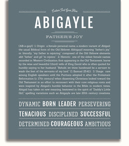 Abigayle Personalized Name Meaning Art Prints – Name Stories