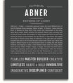 Abner Personalized Name Meaning Art Prints – Name Stories