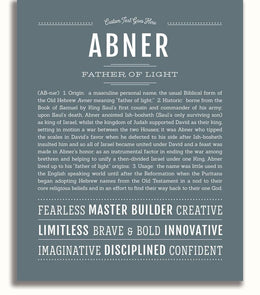 Abner Personalized Name Meaning Art Prints – Name Stories