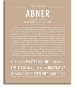 Abner Personalized Name Meaning Art Prints – Name Stories