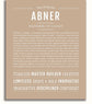 Abner Personalized Name Meaning Art Prints – Name Stories