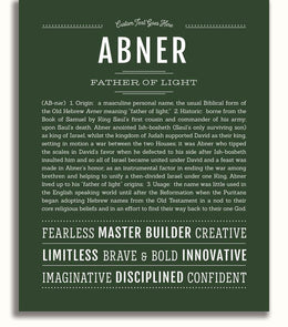 Abner Personalized Name Meaning Art Prints – Name Stories