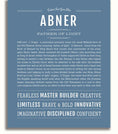 Abner Personalized Name Meaning Art Prints – Name Stories