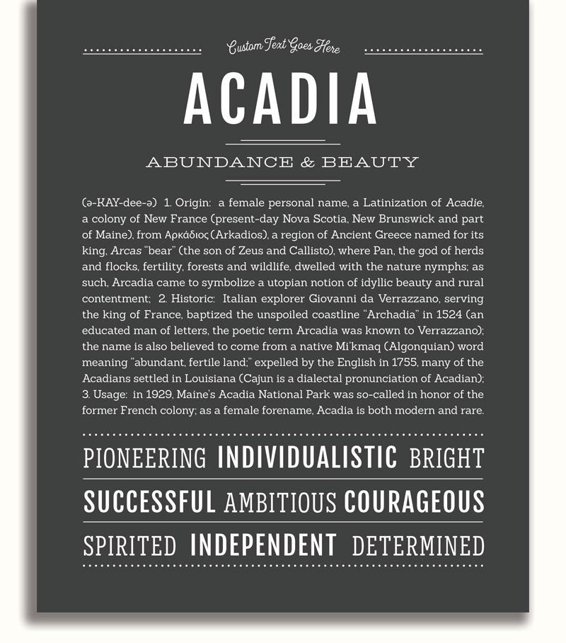 Acadia | Name Art Print – Name Stories