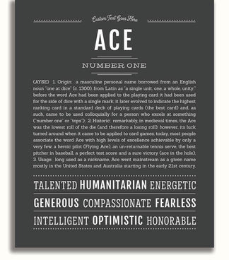 Ace Personalized Name Meaning Art Prints – Name Stories