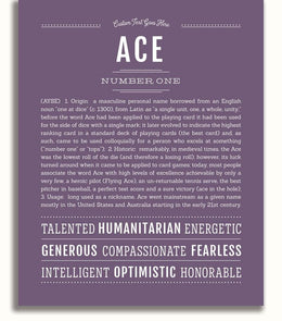 Ace Personalized Name Meaning Art Prints – Name Stories