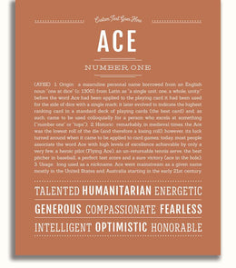 Ace Personalized Name Meaning Art Prints – Name Stories