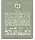 Ace Personalized Name Meaning Art Prints – Name Stories