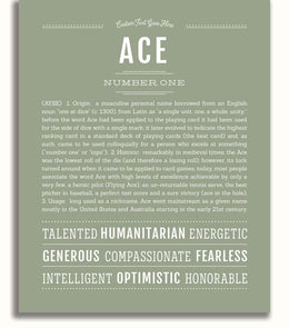 Ace Personalized Name Meaning Art Prints – Name Stories