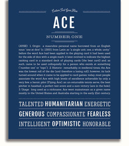 Ace Personalized Name Meaning Art Prints – Name Stories