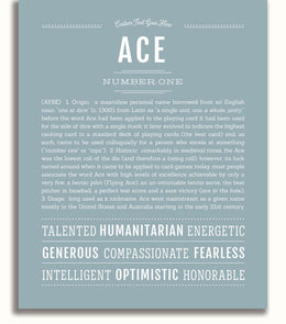 Ace Personalized Name Meaning Art Prints – Name Stories