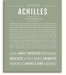 Achilles Personalized Name Meaning Art Prints – Name Stories
