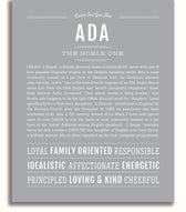 Ada Personalized Name Meaning Art Prints – Name Stories