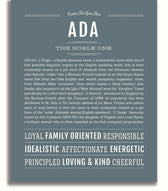 Ada Personalized Name Meaning Art Prints – Name Stories