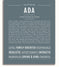Ada Personalized Name Meaning Art Prints – Name Stories