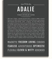 Adalie Personalized Name Meaning Art Prints – Name Stories