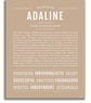 Adaline Personalized Name Meaning Art Prints – Name Stories