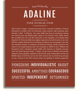 Adaline Personalized Name Meaning Art Prints – Name Stories
