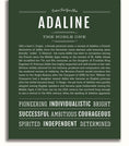 Adaline Personalized Name Meaning Art Prints – Name Stories