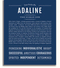 Adaline Personalized Name Meaning Art Prints – Name Stories