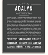 Adalyn Personalized Name Meaning Art Prints – Name Stories