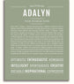 Adalyn Personalized Name Meaning Art Prints – Name Stories