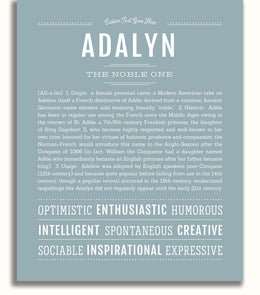 Adalyn Personalized Name Meaning Art Prints – Name Stories
