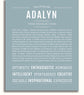 Adalyn Personalized Name Meaning Art Prints – Name Stories