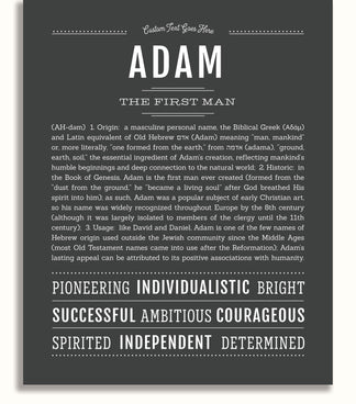 Adam Personalized Name Meaning Art Prints – Name Stories