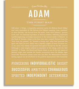 Adam Personalized Name Meaning Art Prints – Name Stories